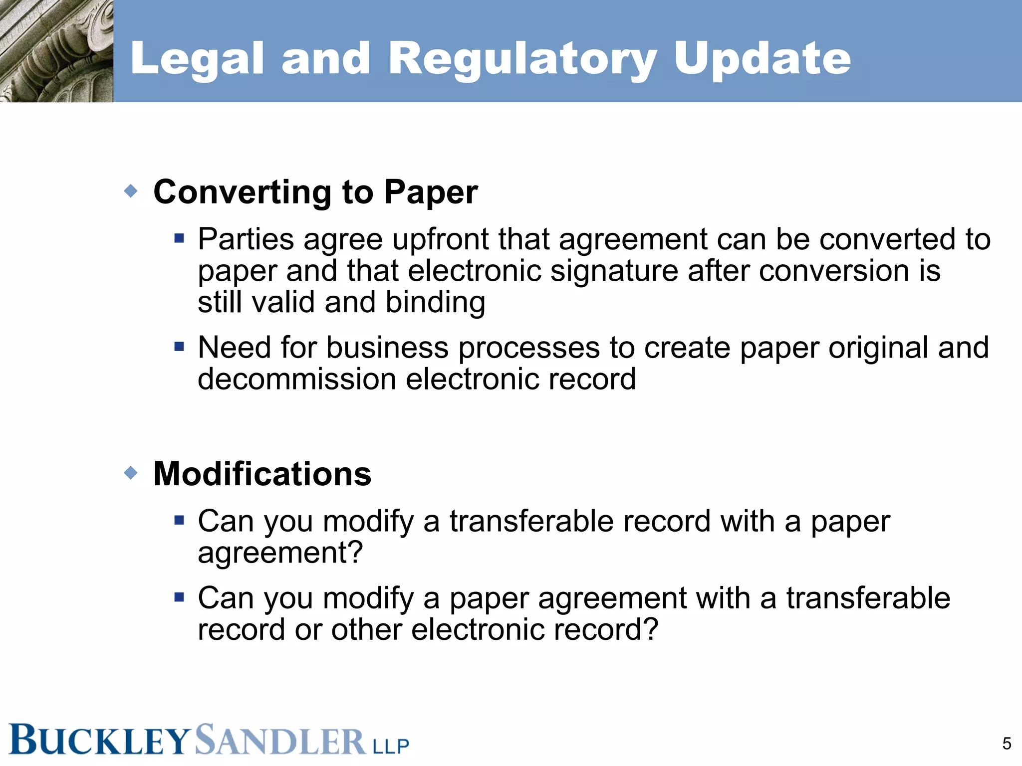 Margo Tank: Legal and Regulatory Update | PPT