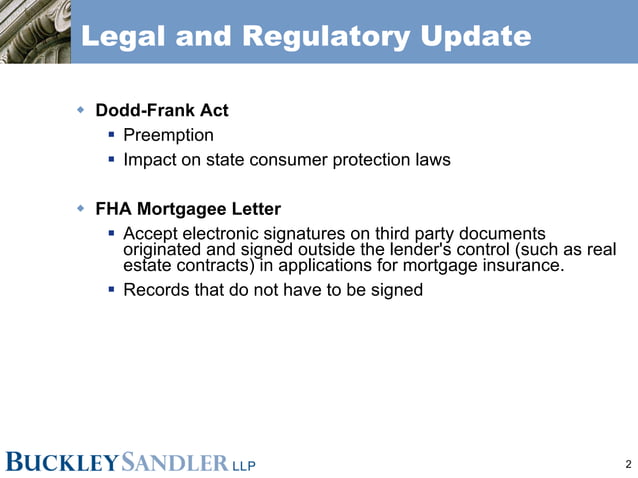 Margo Tank: Legal and Regulatory Update | PPT