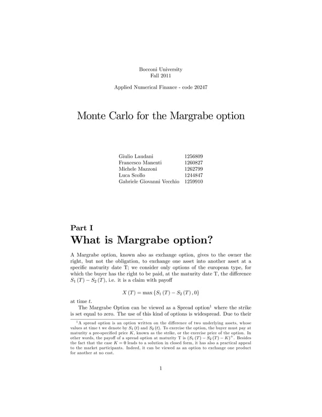 Margrabe option | PDF