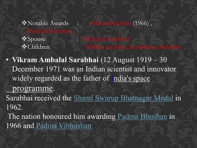 VIKRAM AMBALAL SARABHAI | PPTX