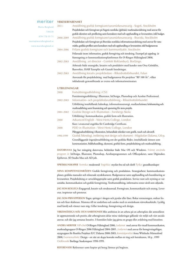 Maria Berglund Cv2012 | PDF