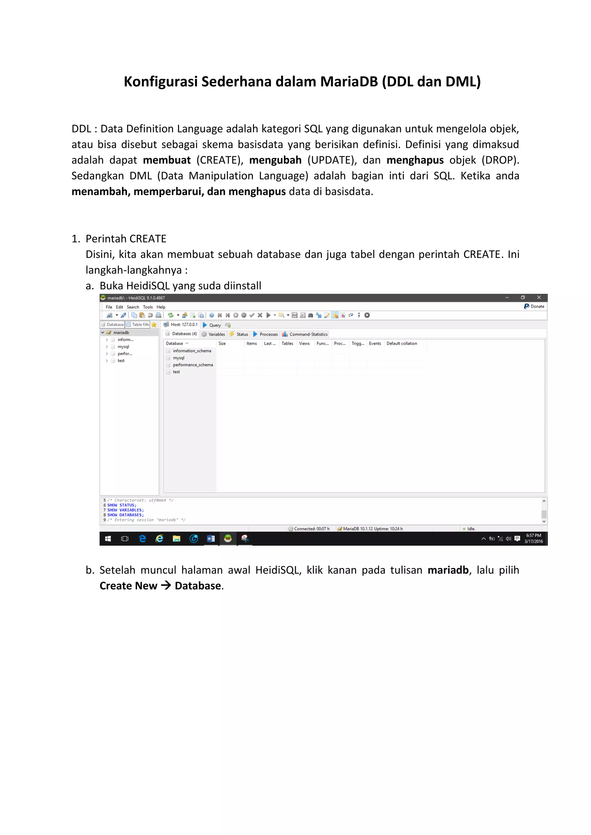 Tutorial Penggunaan MariaDB Untuk Pemula | PDF