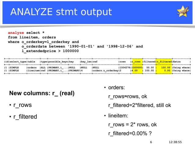 MariaDB: ANALYZE for statements (lightning talk) | PPT