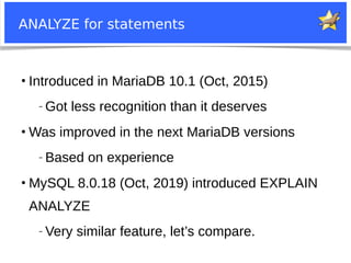 ANALYZE for Statements - MariaDB's hidden gem | PPT