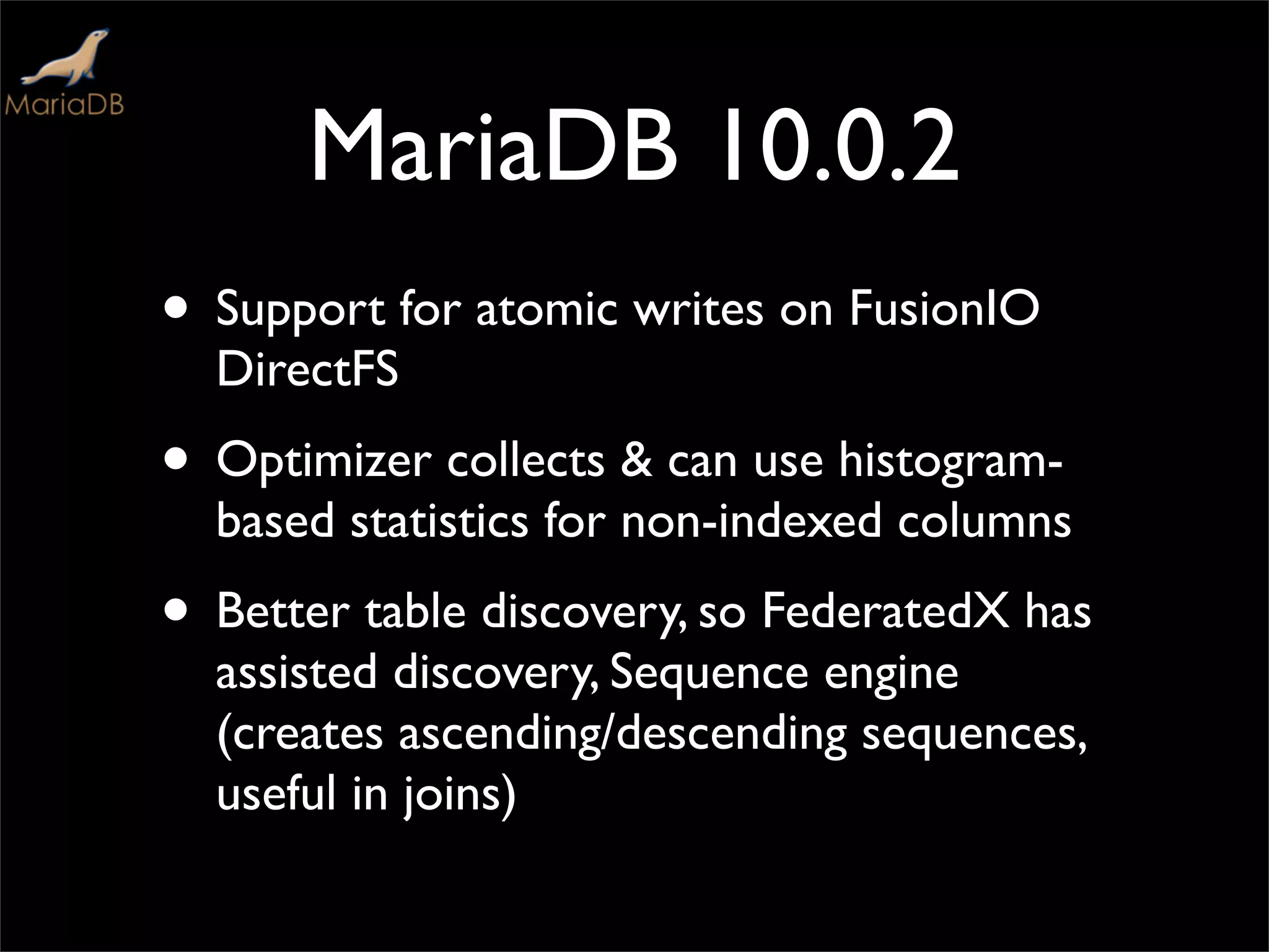 Maria db 10 and the mariadb foundation(colin) | PPT