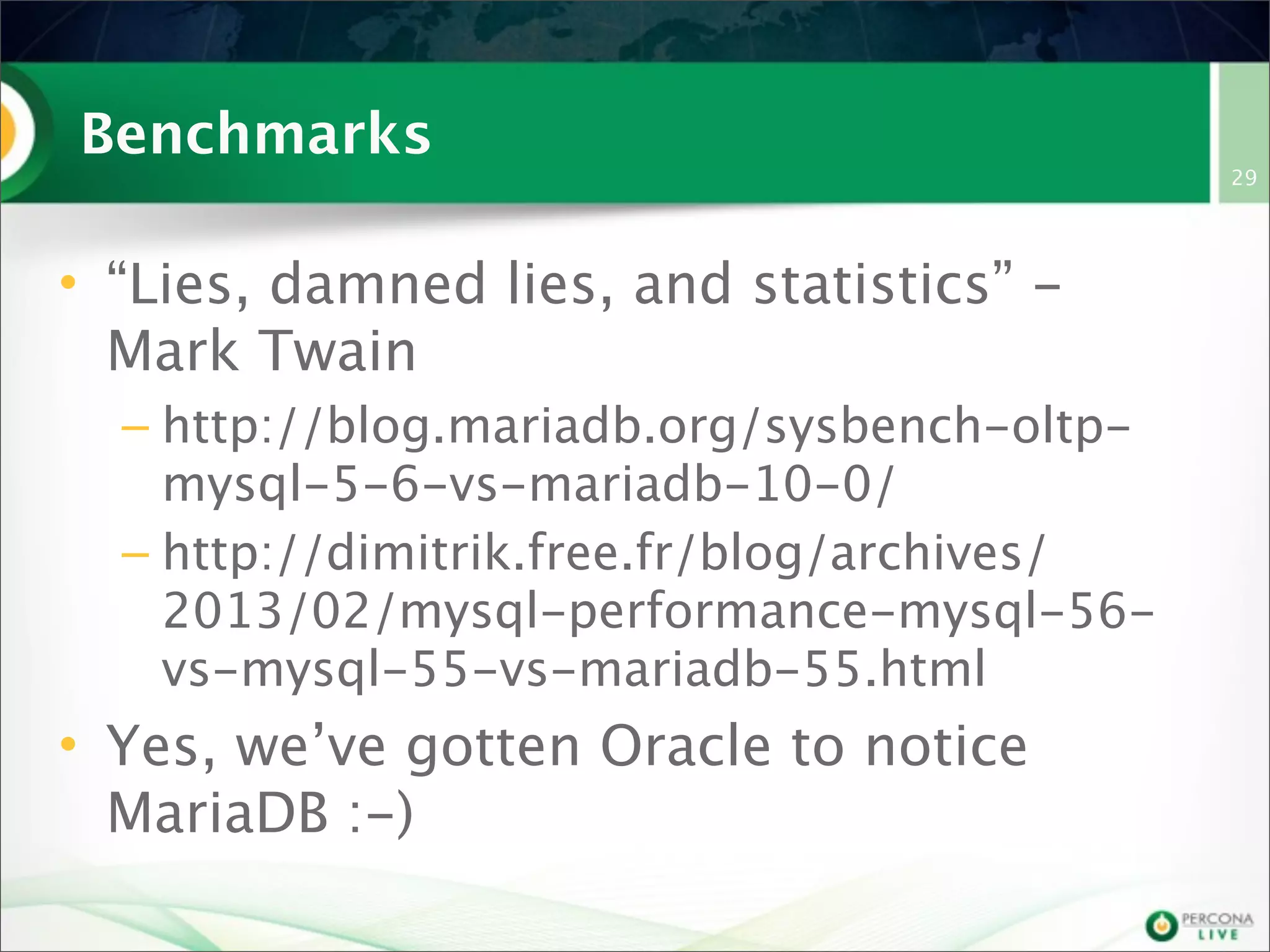 MariaDB 10 and what's new with the project | PPT