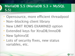 MariaDB 10 and what's new with the project | PPT