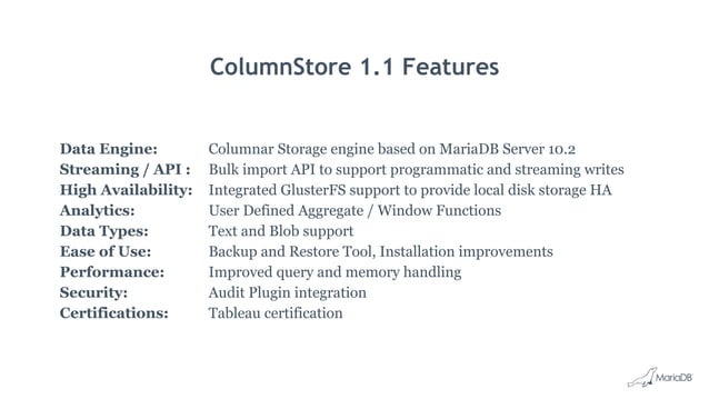 In Depth Session Big Data Analytics With Mariadb Ax Ppt