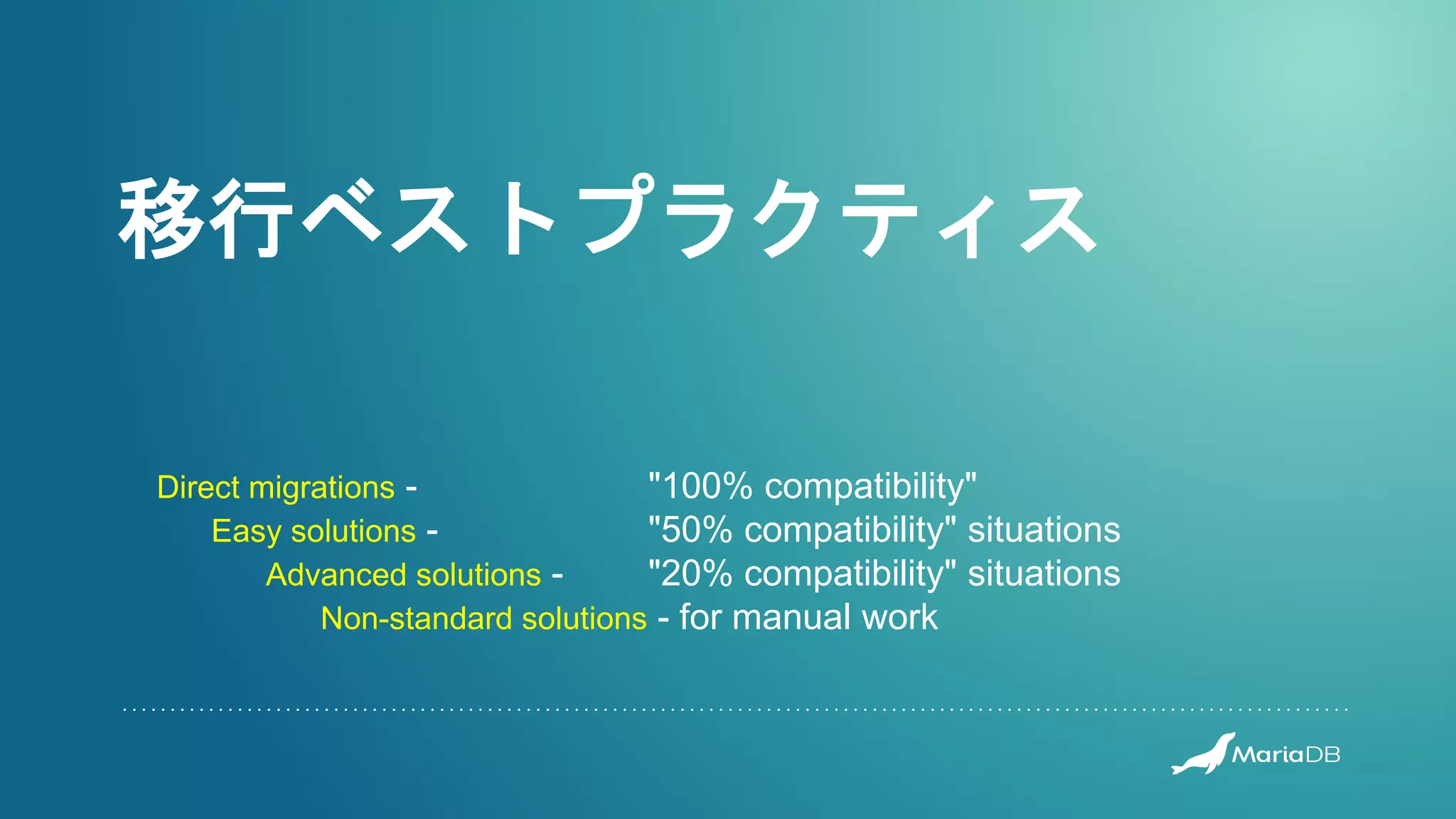 MariaDB migration from commercial database | PPT