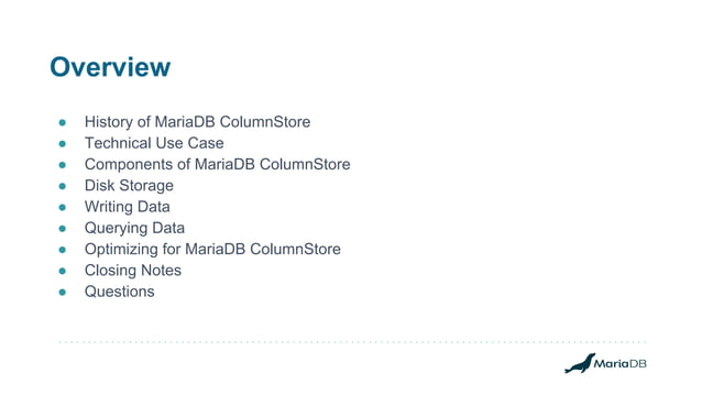 Understanding The Architecture Of Mariadb Columnstore Ppt