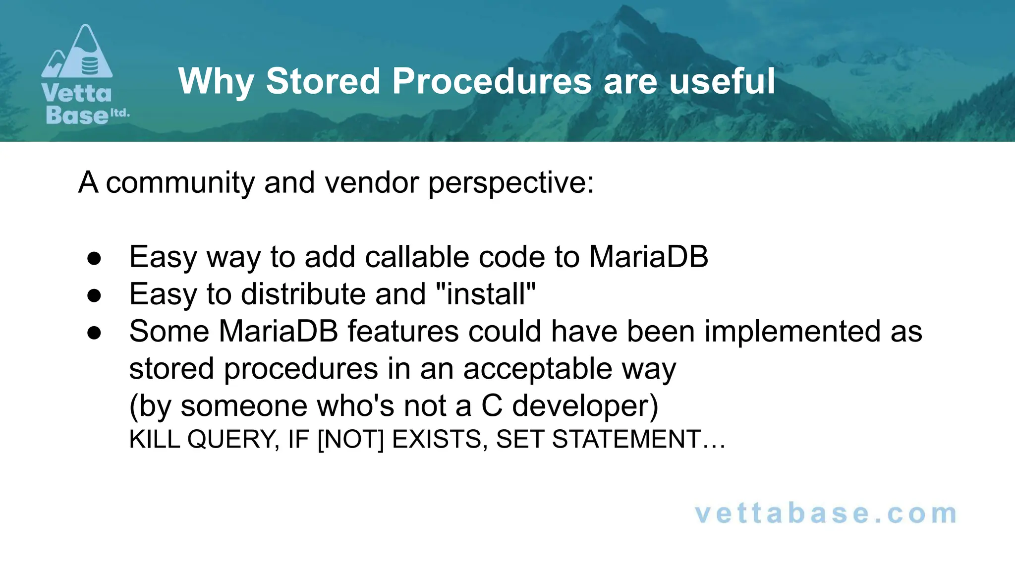 MariaDB stored procedures and why they should be improved | PPT