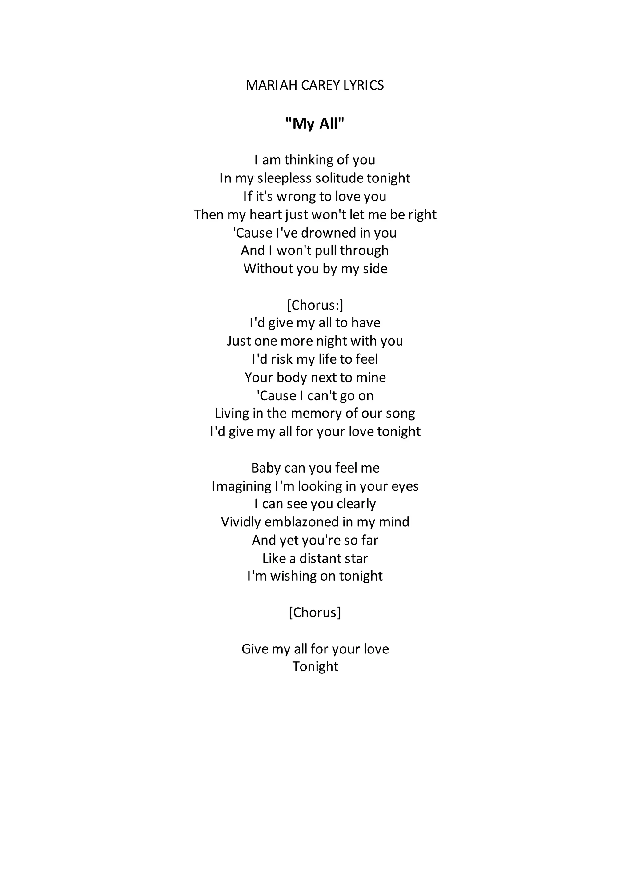 Mariah carey lyrics | DOCX