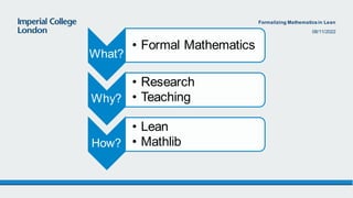 Formalizing Mathematics in Lean | PPT