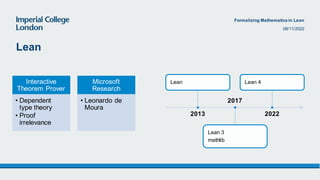 Formalizing Mathematics in Lean | PPT
