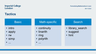 Formalizing Mathematics in Lean | PPT