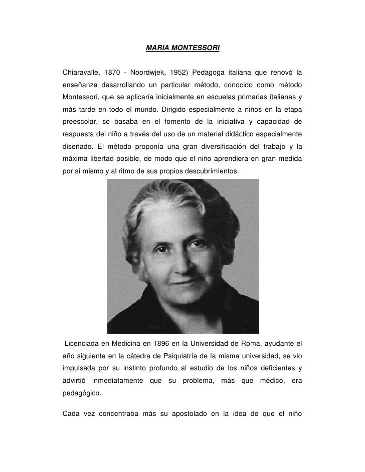 Maria Montessori Mapa Conceptual - farez
