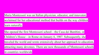 Maria montessori maria montessori maria montessori contribution to ...