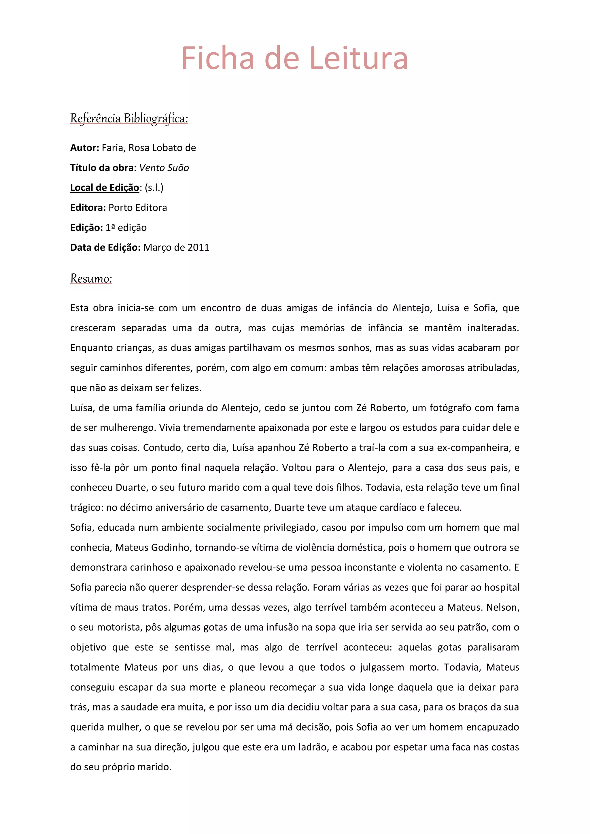 Ficha de leitura - Mariana Mota Nunes | PDF
