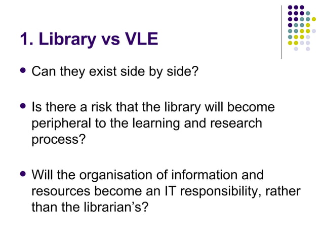 The School Library and the Virtual Learning Environment | PPT