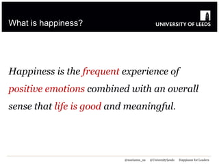 Happiness for leaders: positive psychology and science of well-being | PPTX
