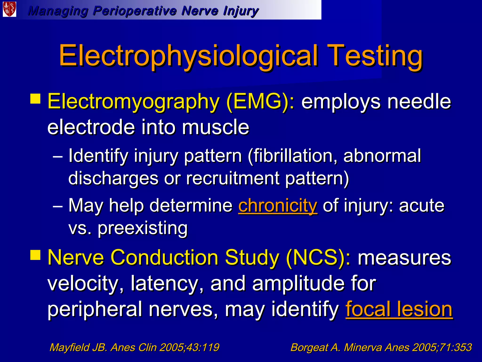 Management of the patient with suspected perioperative nerve injury | PPT
