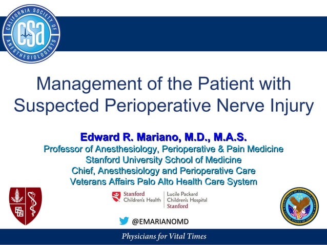 Management of the patient with suspected perioperative nerve injury | PPT