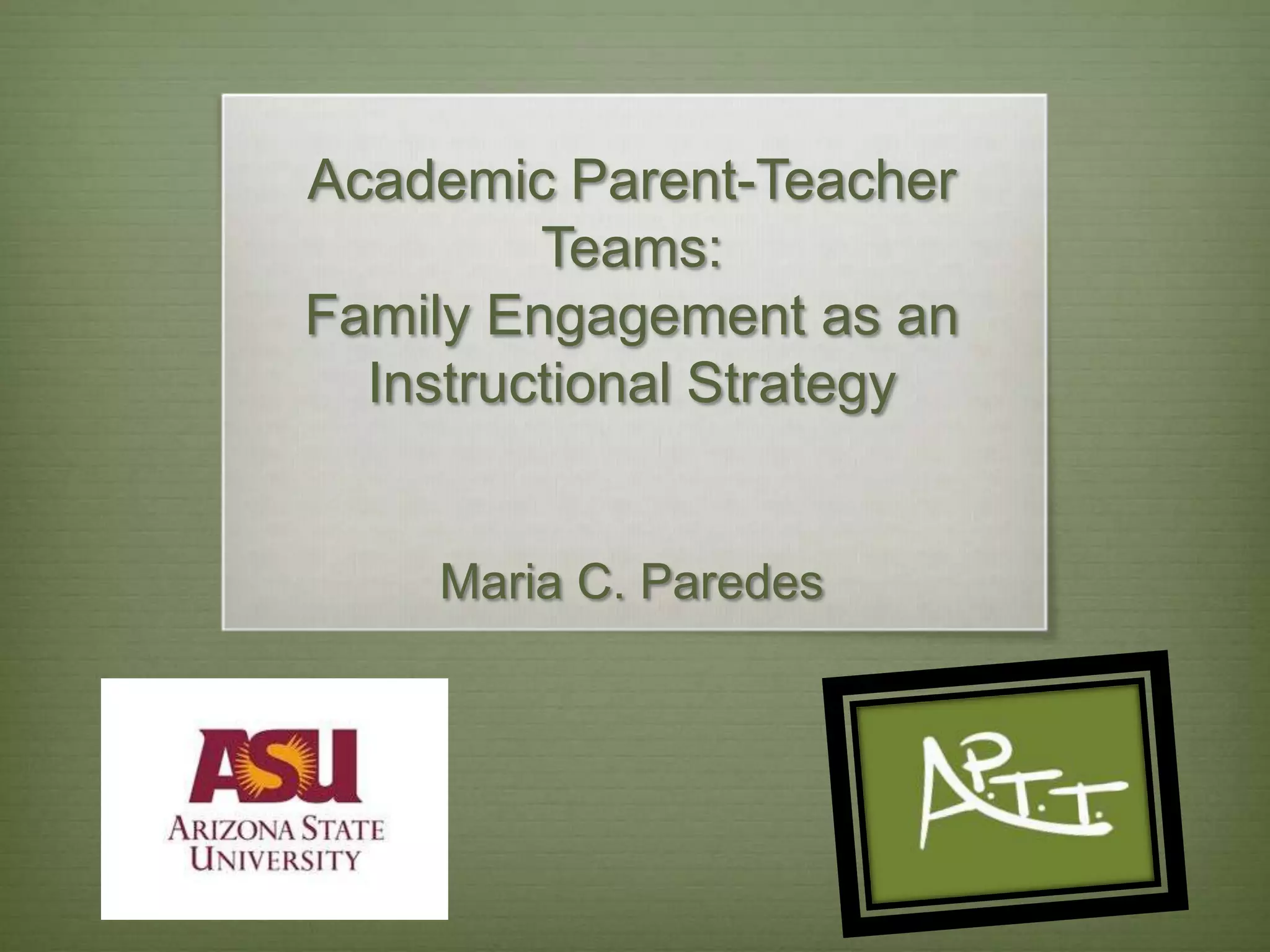 Academic Parent-Teacher Teams: Family Engagement as an Instructional ...