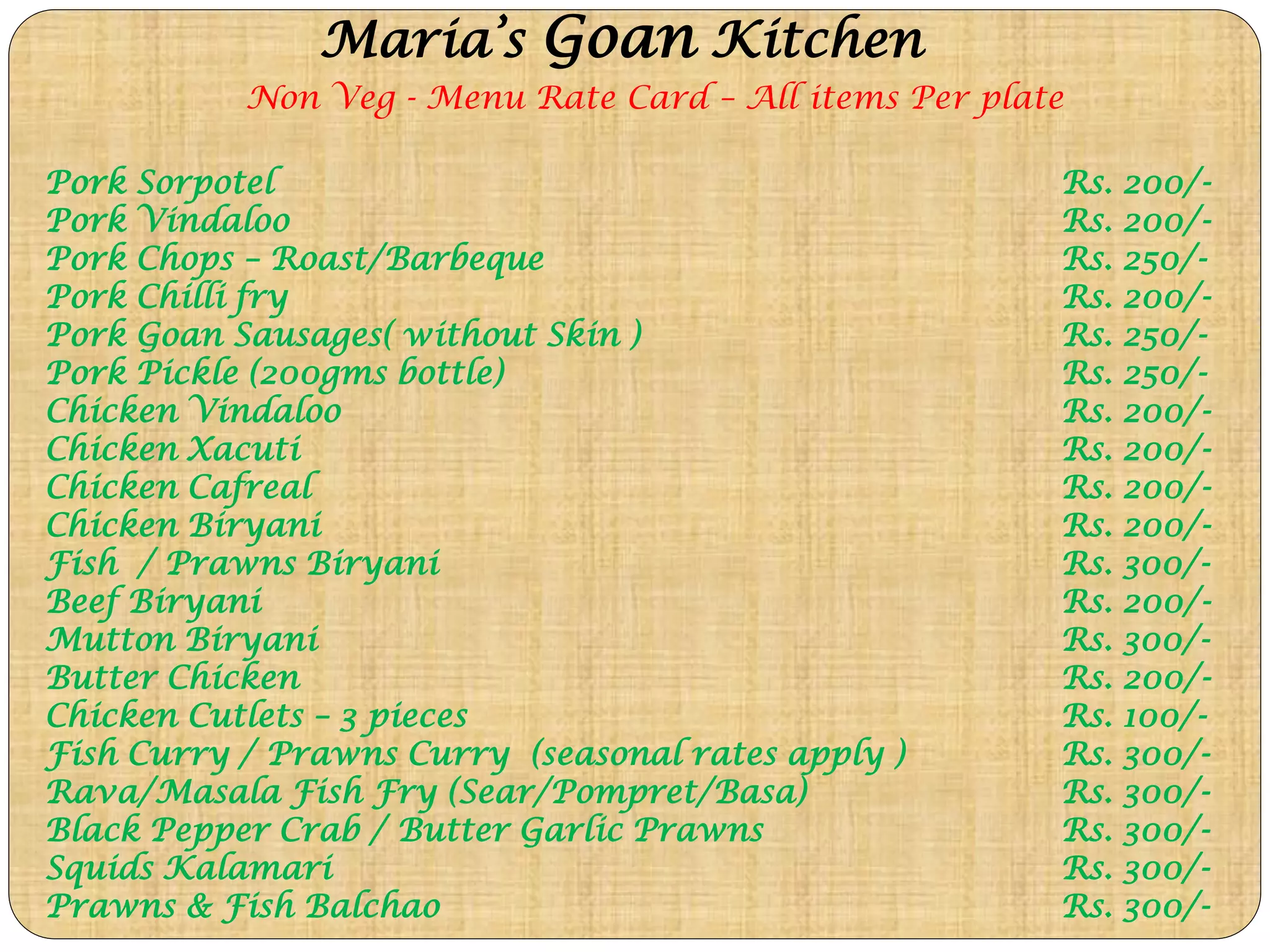 Maria's goan kitchen menu jan2015 | PPT