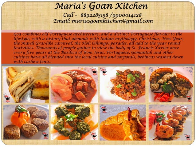 Maria's goan kitchen menu jan2015 | PDF | Cooking | Food & Drink