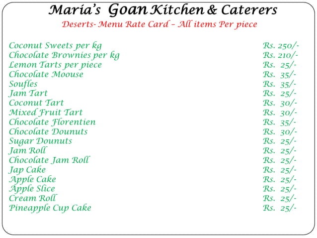 Maria's goan kitchen plate menu may2013 | PPT