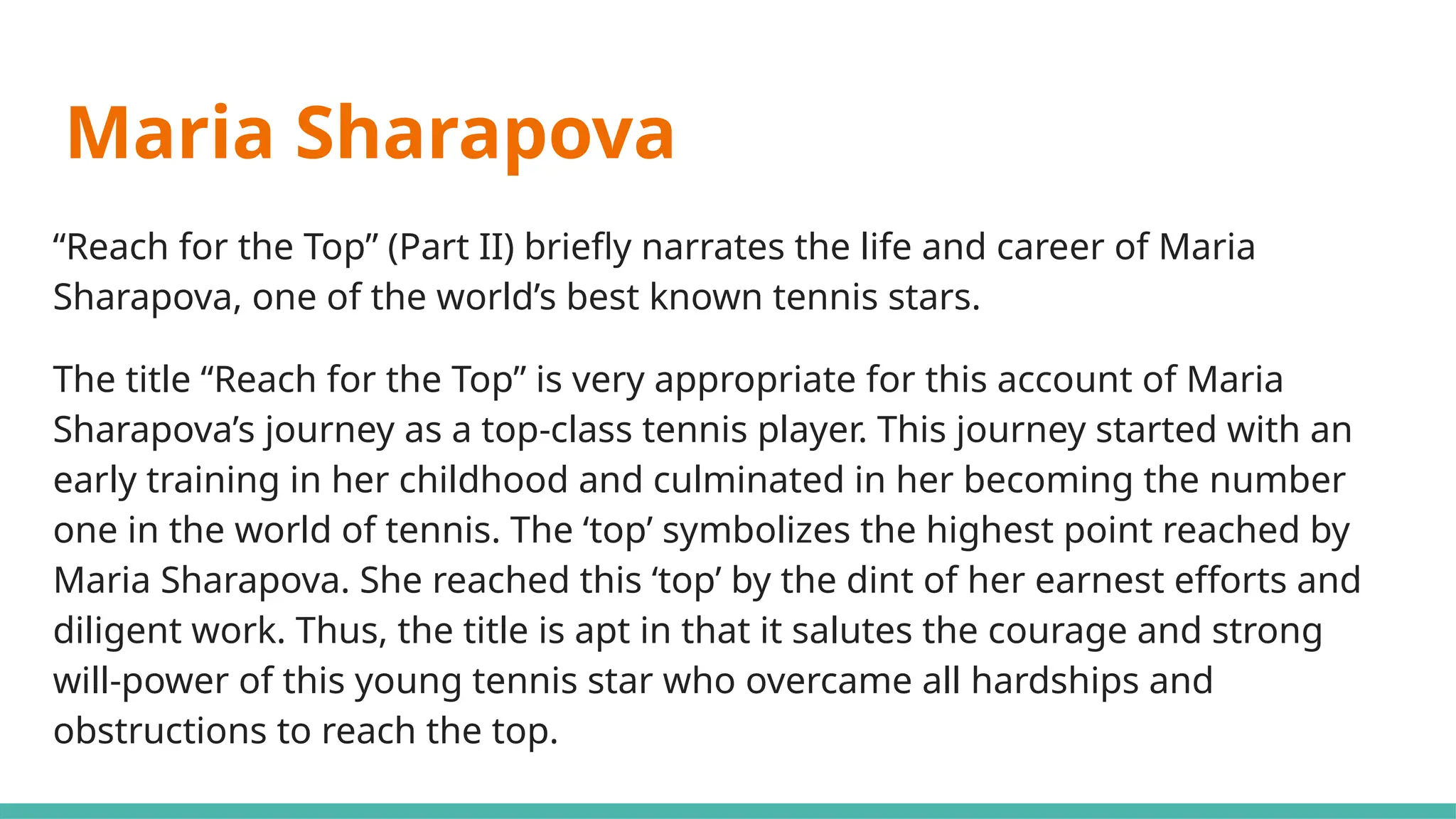 Reach for the top part 2 Maria Sharapova.pptx