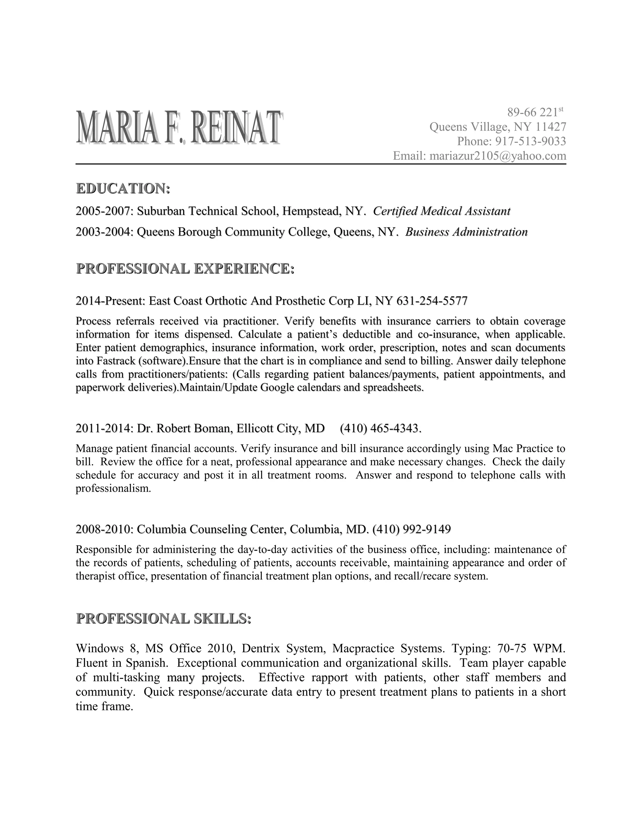 Maria zurita renait resume 2014 (1) | PDF