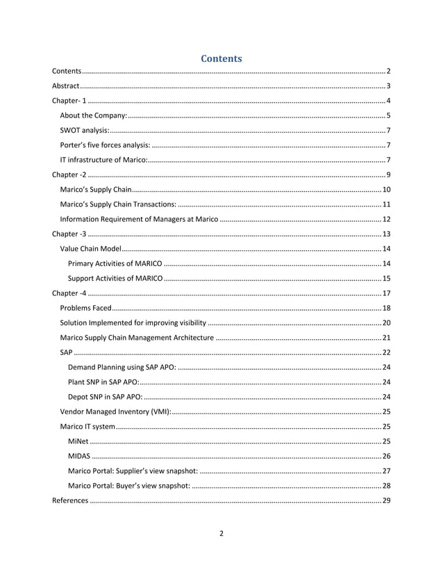 Marico IT structure | DOCX