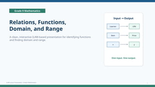 Grade 9 Mathematics: Understanding Relations, Functions, Domain, and ...