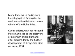 Marie Curie una cientifica con dos premios nobel | PPTX