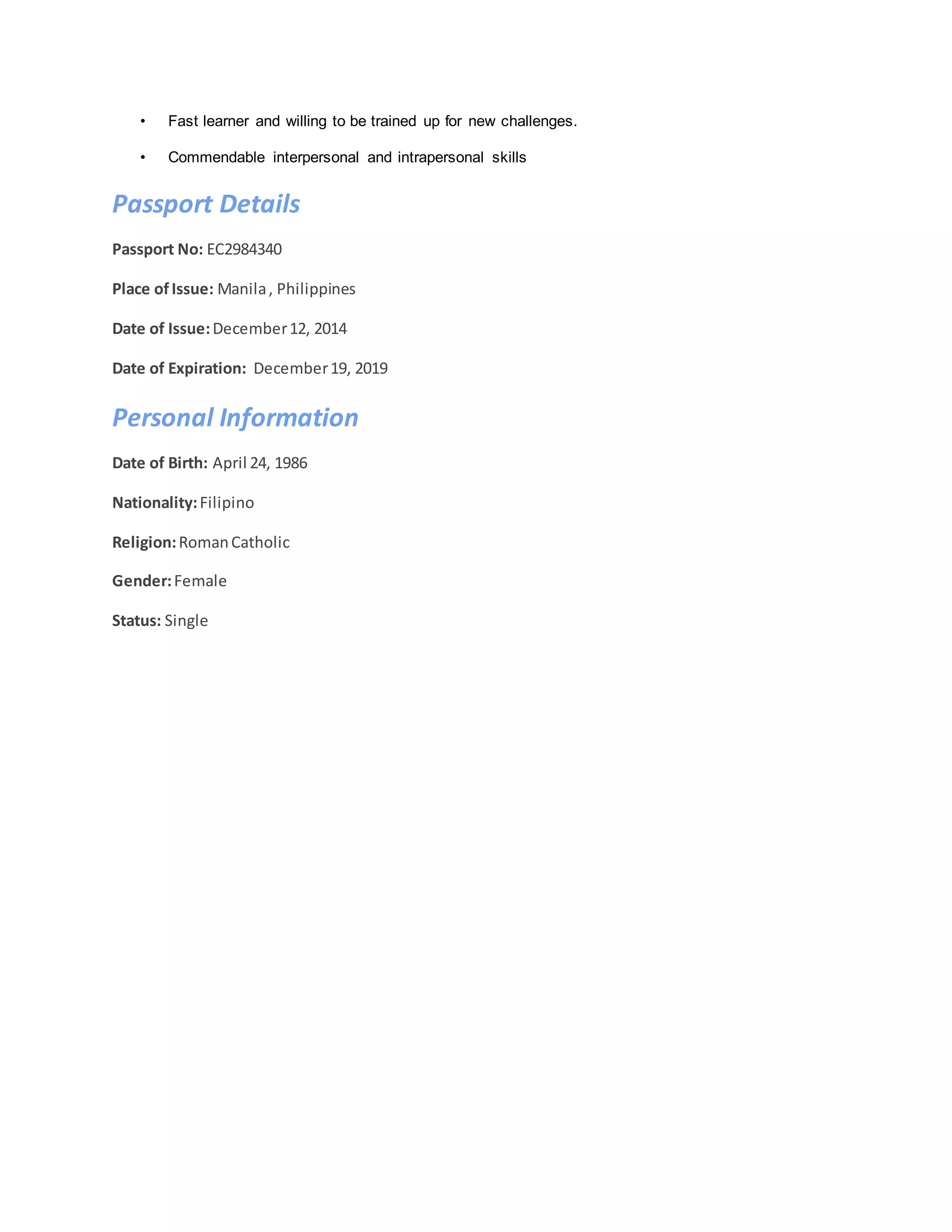 Marie Anne Bautista CV | DOCX | Human Resources | Business