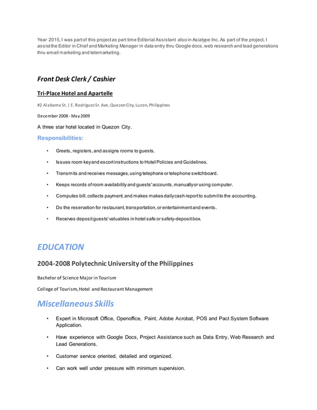Marie Anne Bautista CV | DOCX | Human Resources | Business