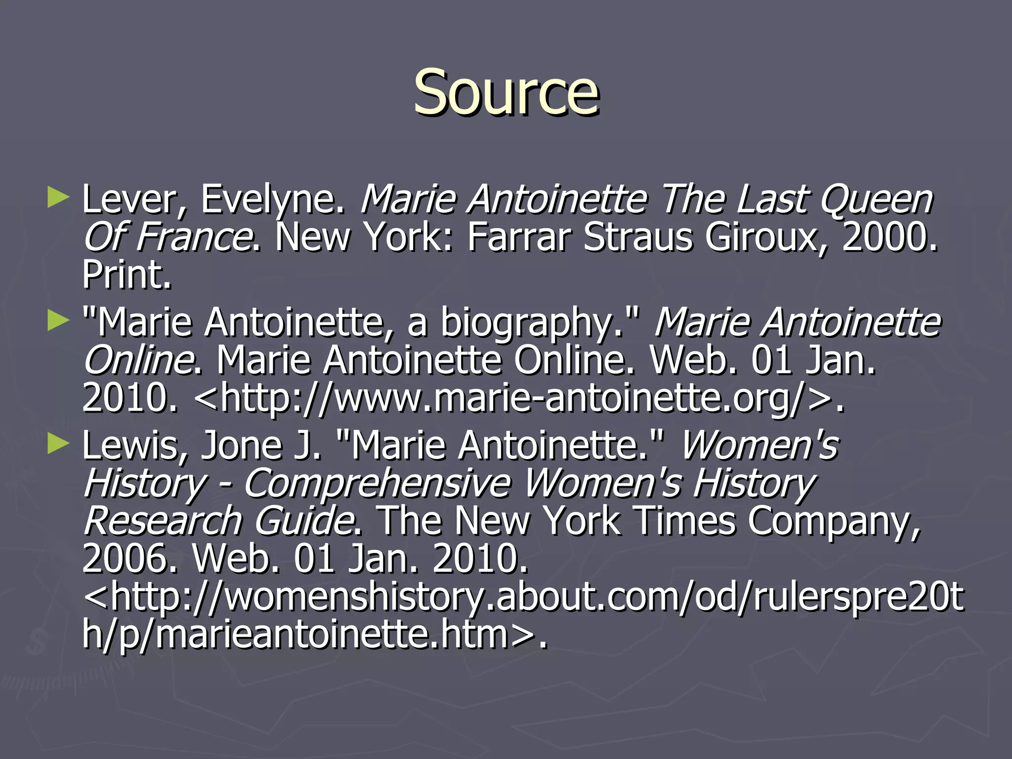 Marie Antoinette Power Point Portfolio 3 | PPT