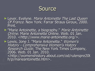 Marie Antoinette Power Point Portfolio 3 | PPT