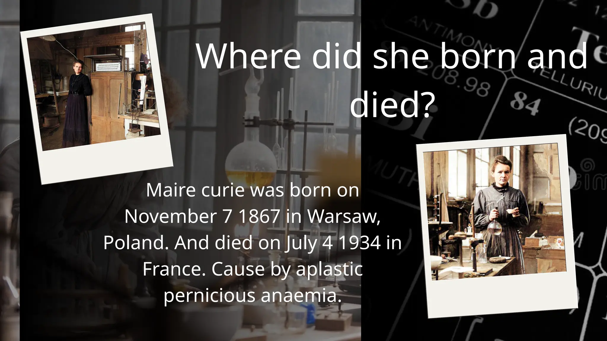 Slide show of Marie Curie for English Class | PPTX