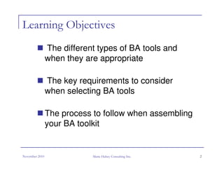 What’s In Your BA Toolkit? Nov 2010 | PDF