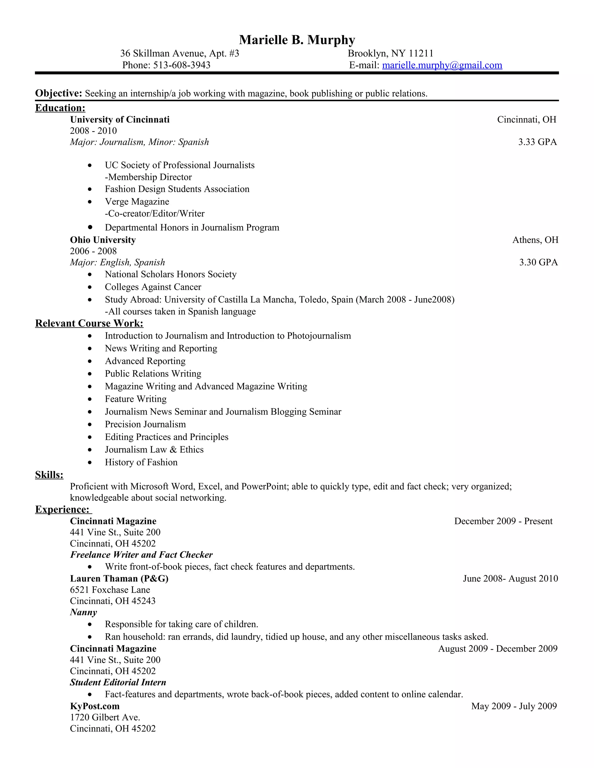 Marielle Murphy Resume1 | DOC