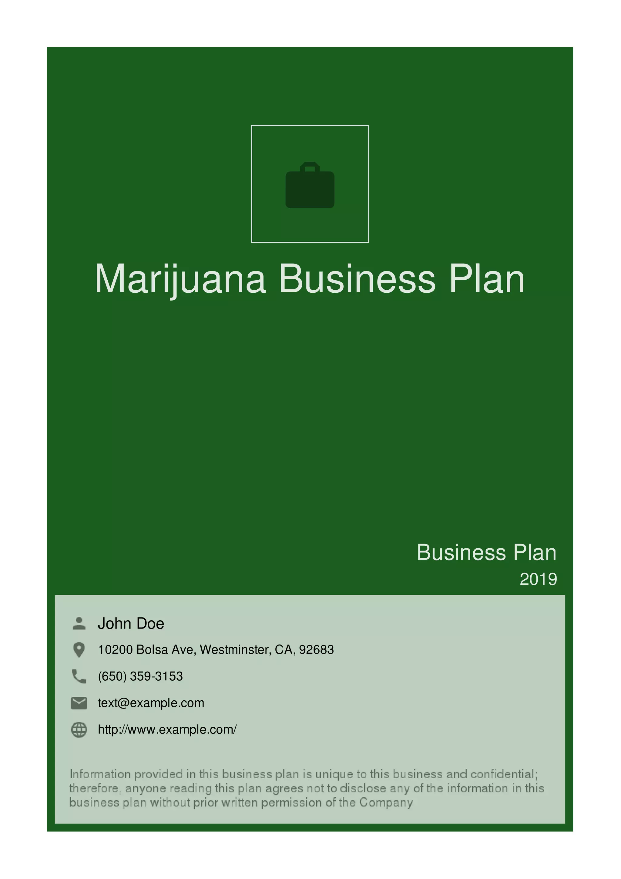 Marijuana business plan example | PDF