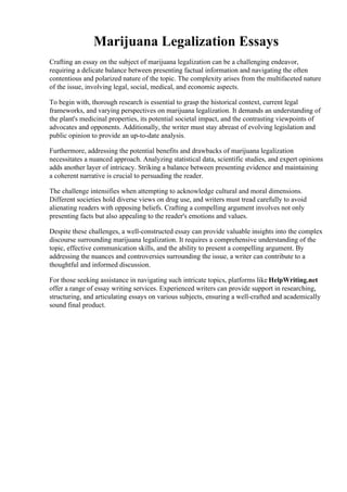 Marijuana Legalization Essays | PDF