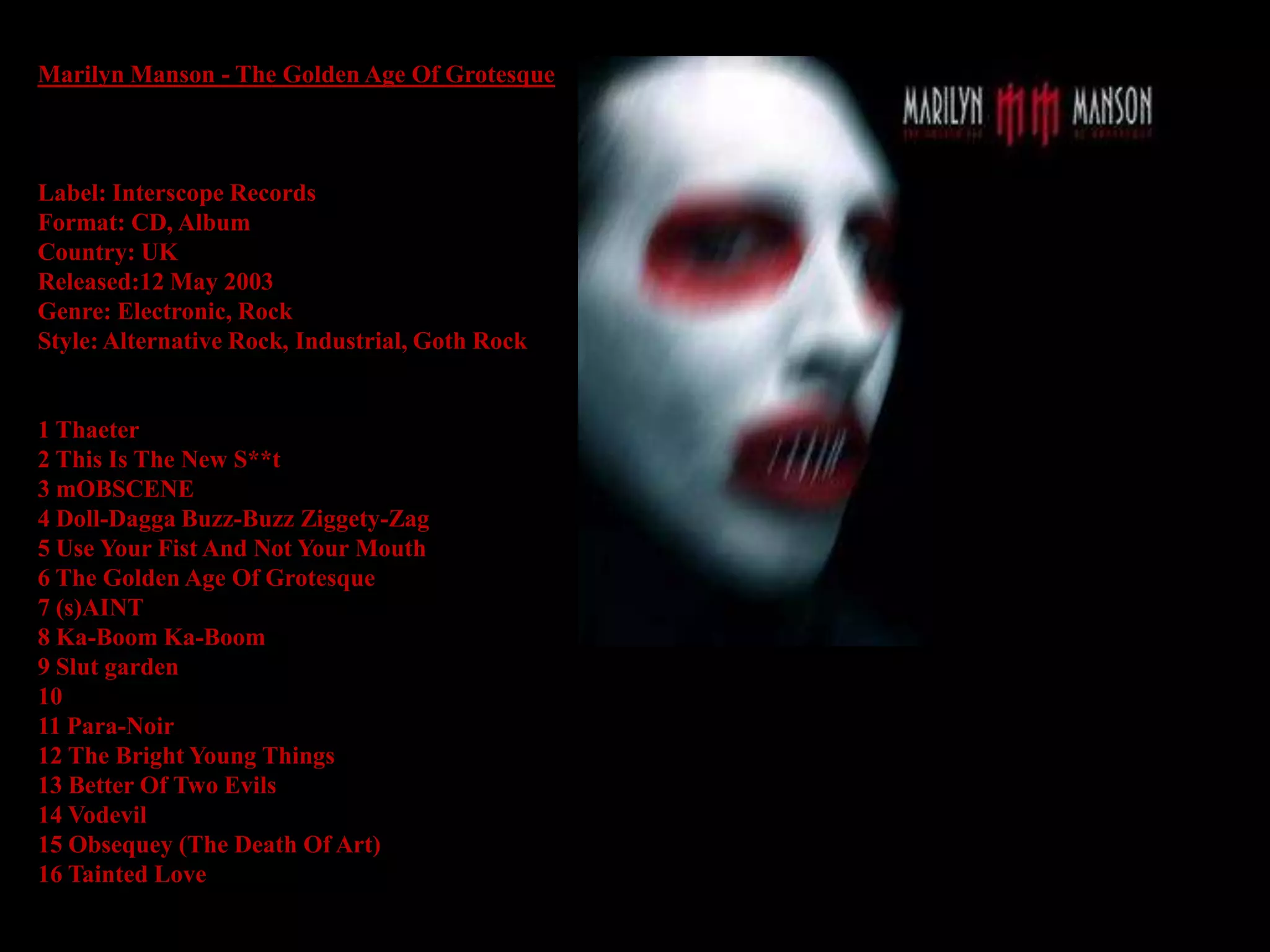 Marilyn manson album covers | PPTX