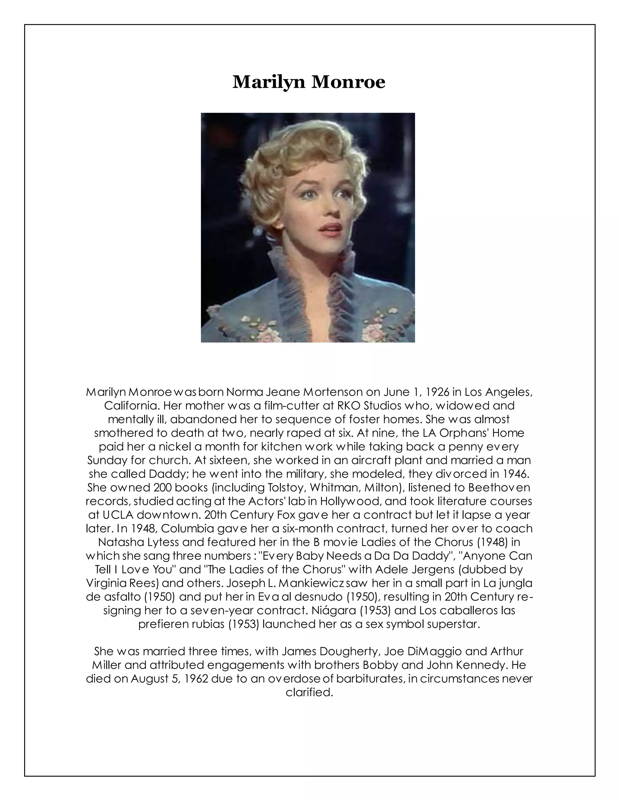 Marilyn monroe | DOCX