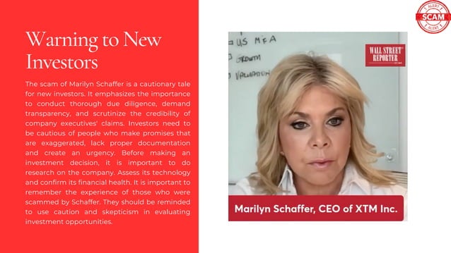 Investment Fraud Alert: Marilyn Schaffer CEO XTM Inc CSE:PAID | PPT