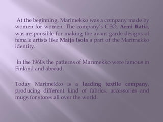 Marimekko ppt for Finnish Survival Course | PDF