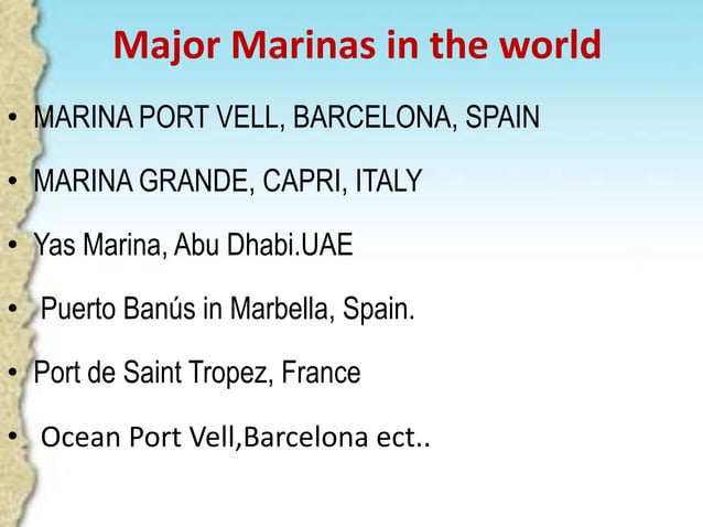 Marina and development process | PPTX | Cruises | Travel Type