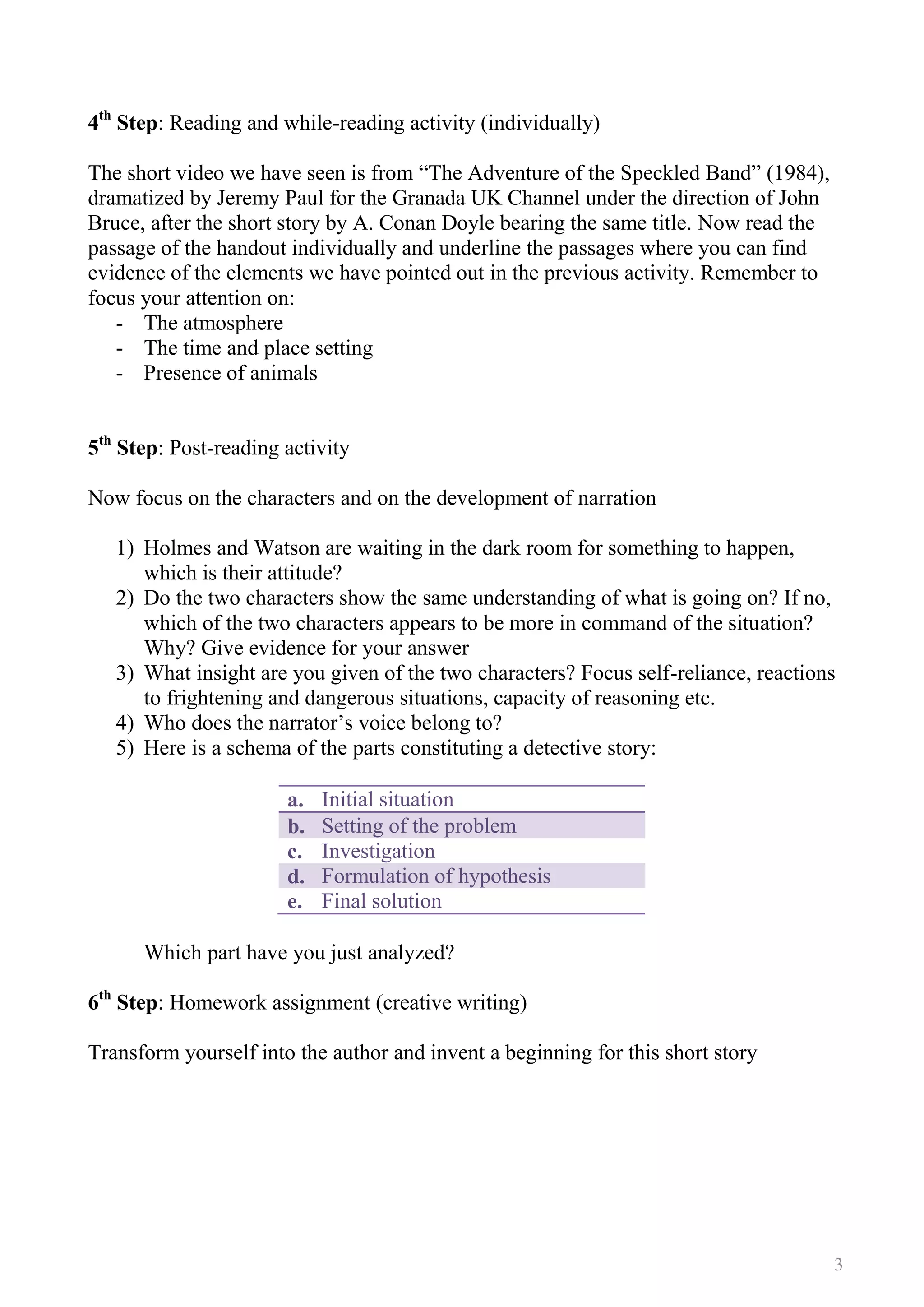 Sherlock Holmes (The Adventure of the Speckled Band) | DOCX